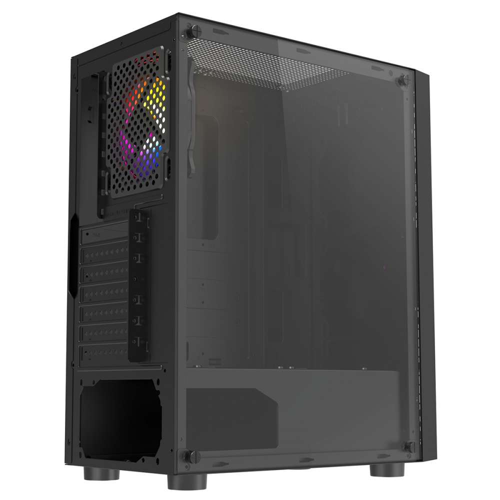 CIT Galaxy Mid Tower Gaming Case Black LED Strip ARGB Fan Side Glass ...